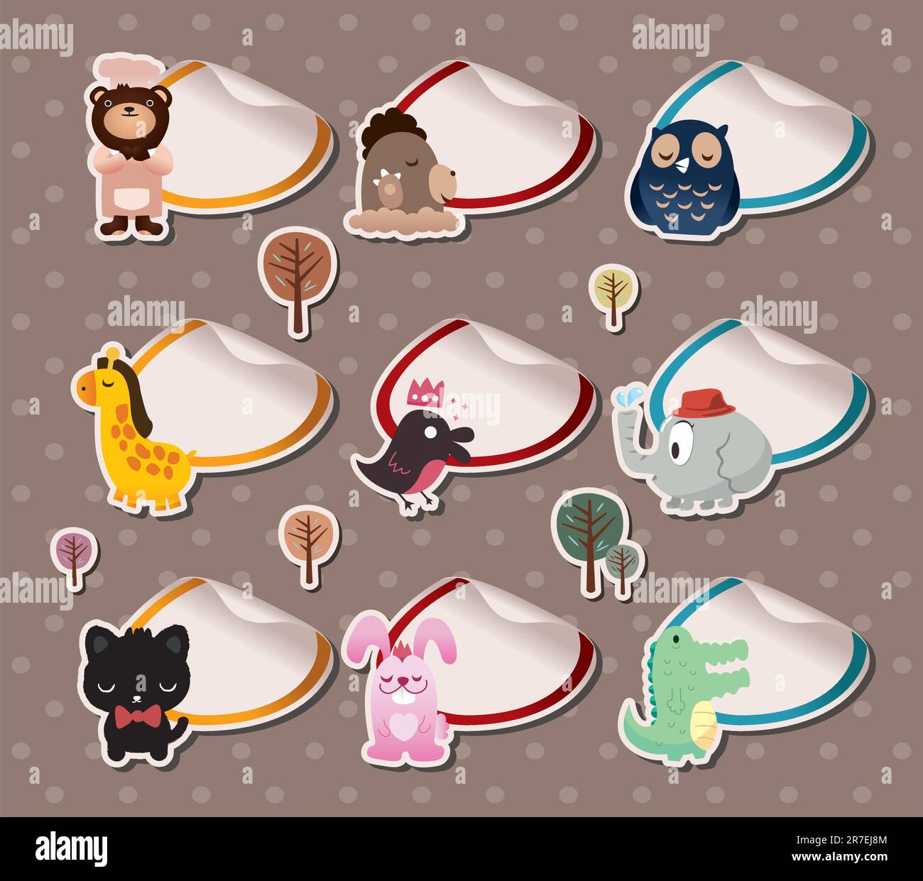 cartoon animal Label Stickers Stock Vector Image & Art - Alamy