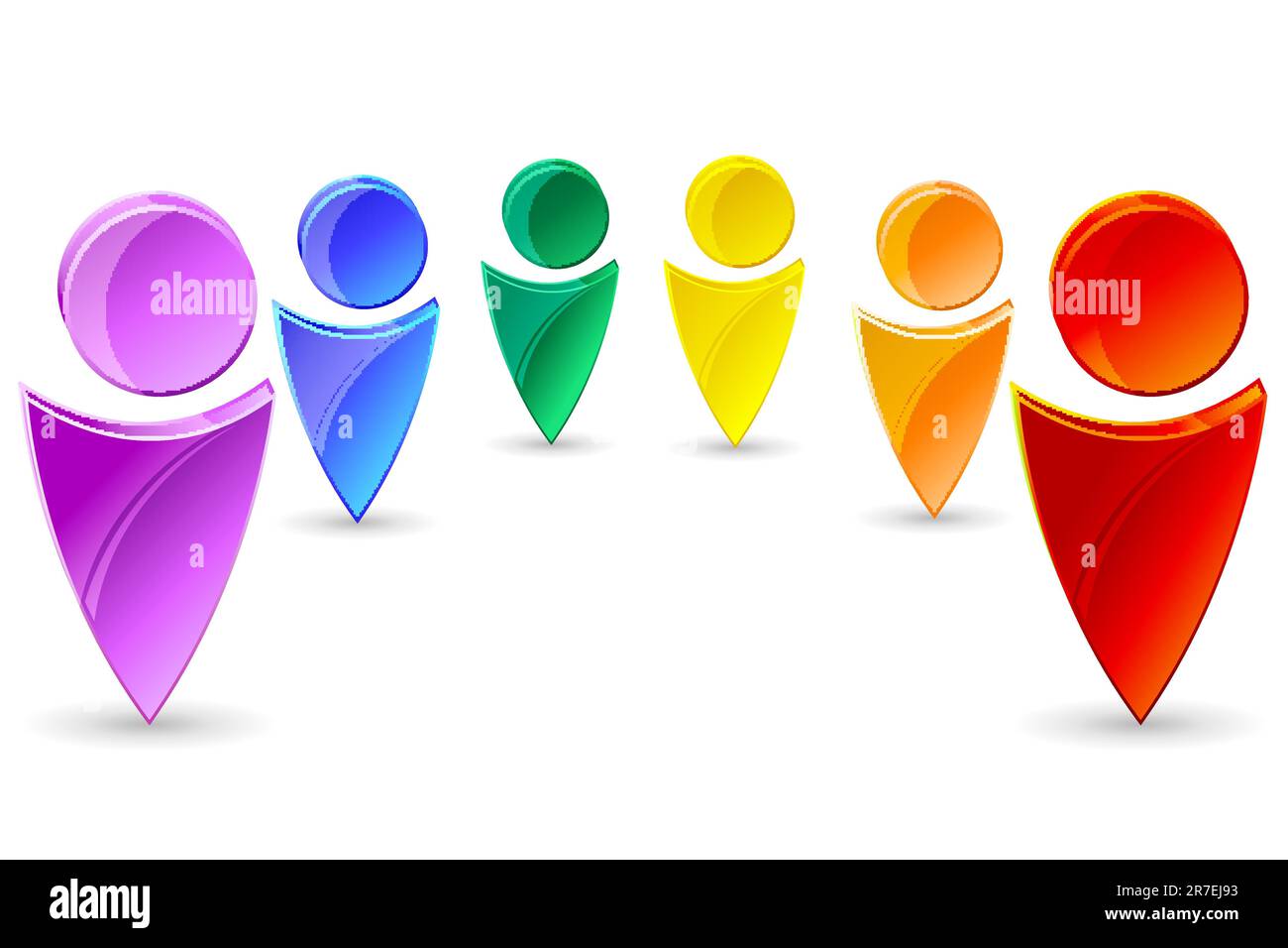 illustration of colorful human icons on isolated backgrouund Stock ...