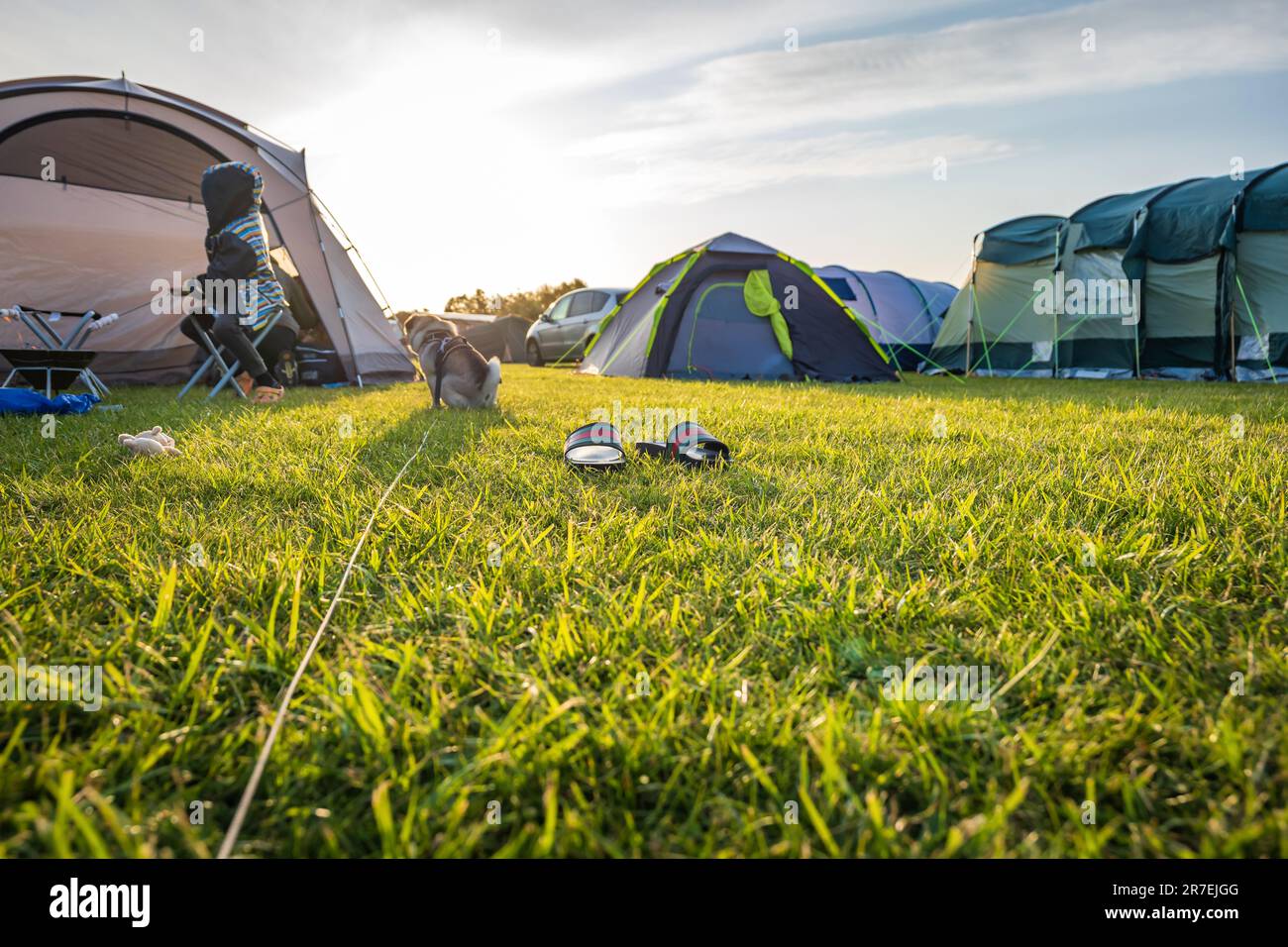 Tents at camping site in england uk Stock Photo - Alamy