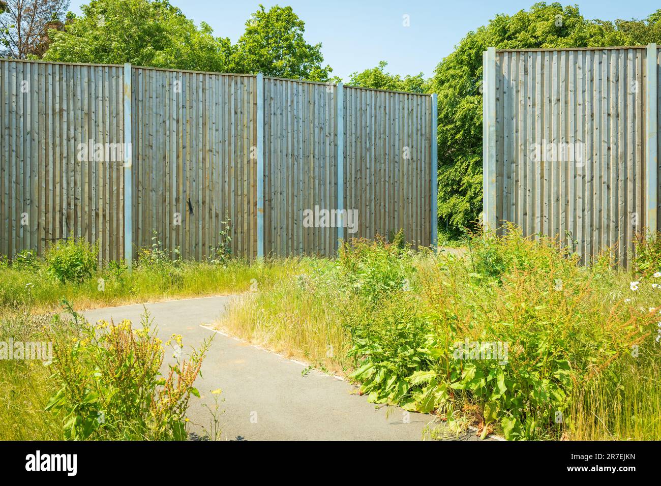 wooden boarded fence background in english town uk Stock Photo - Alamy