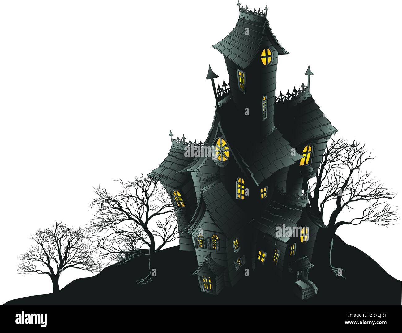 Illustration of a haunted ghost house Stock Vector Image & Art - Alamy