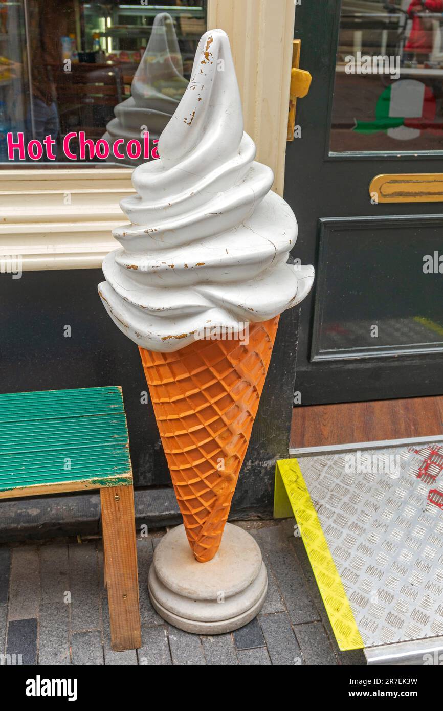 Big Ice Cream Cone in Front of Gelateria Shop Stock Photo - Alamy