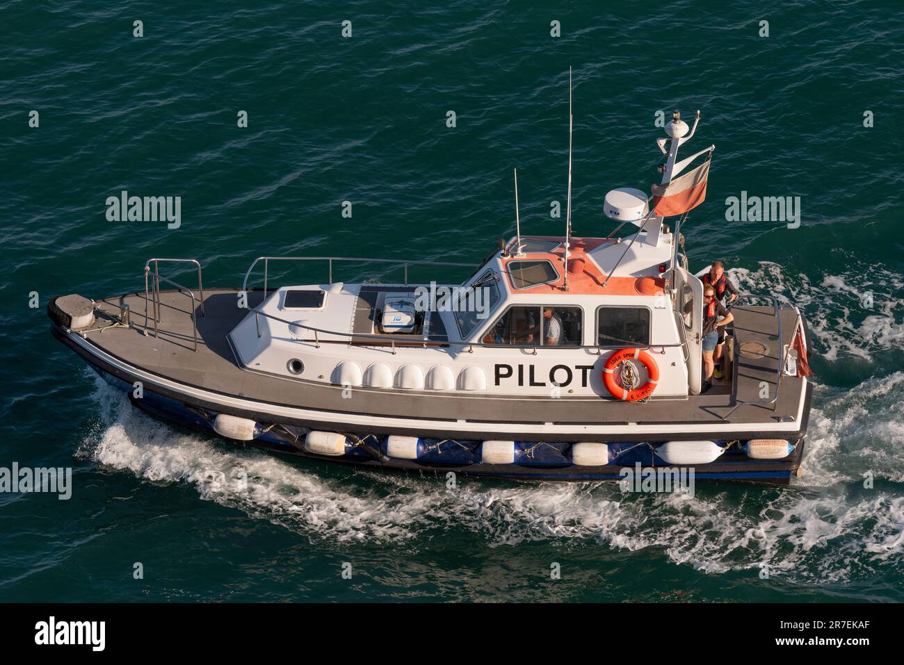 English Channel, UK 2023. Pilot vessel Golden Spur underway on the ...