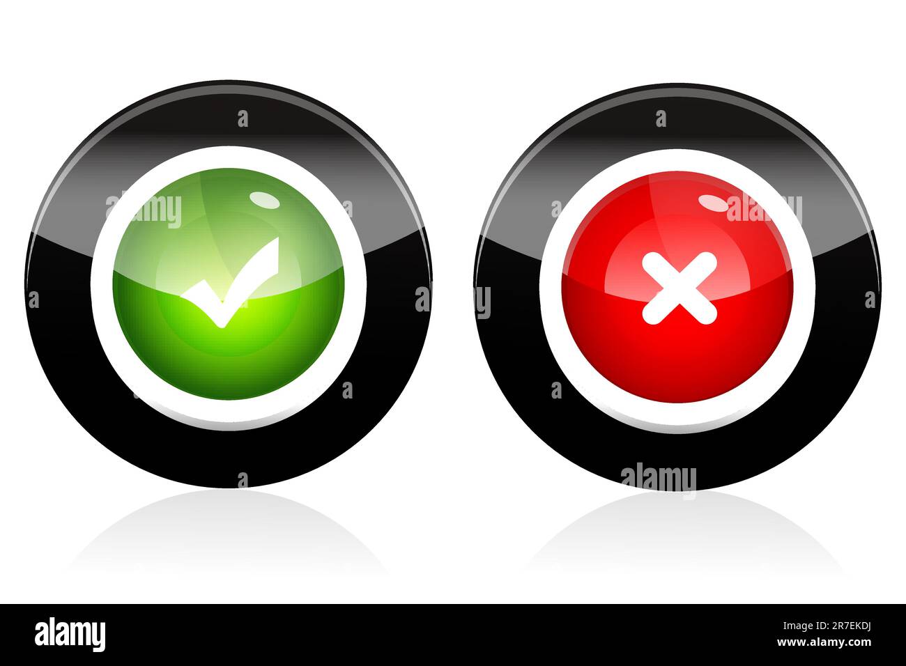 illustration of right and wrong buttons on white background Stock ...