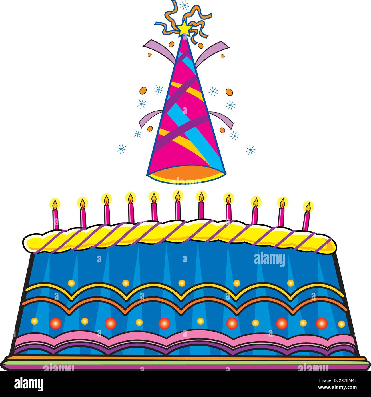 Birthday hat & cake- vector Stock Vector Image & Art - Alamy
