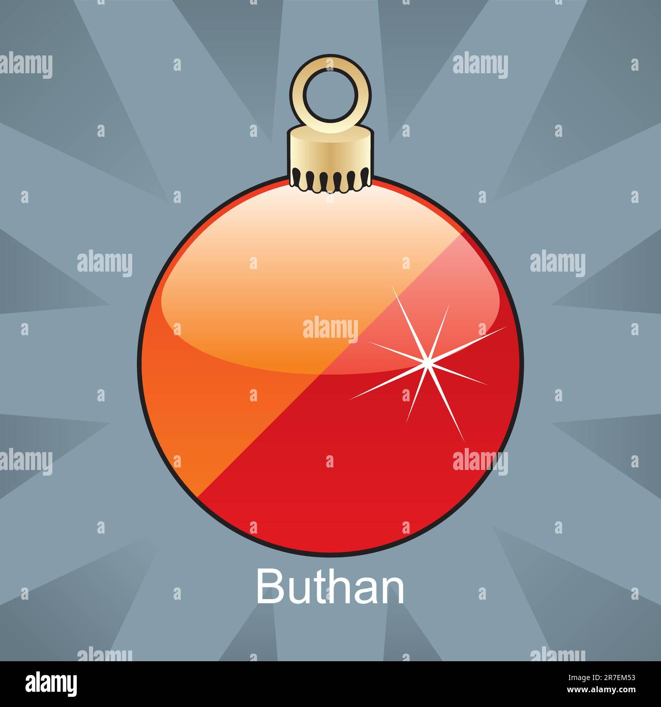 fully editable vector illustration of isolated buthan flag in christmas ...