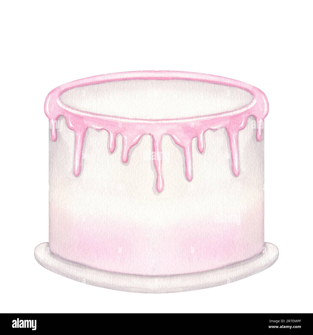 Festive cake with pink icing. Girl's birthday, wedding, valentine's day ...
