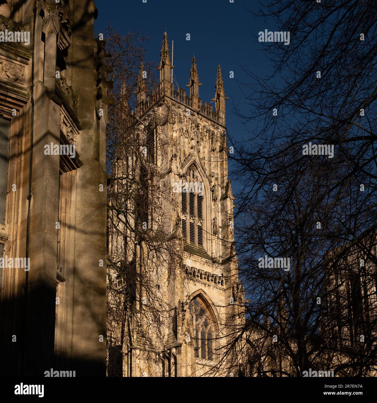 An aerial view of York Minster Cathedral, a magnificent Gothic-style ...