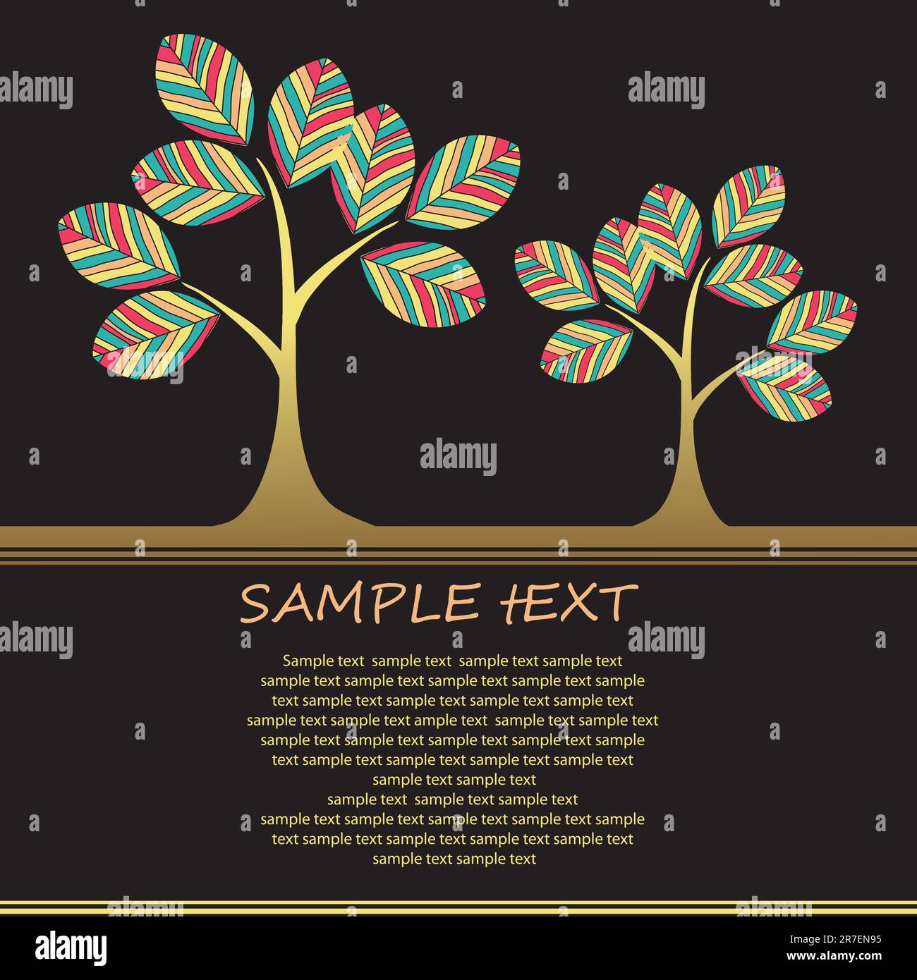 card design with stylized trees and text. vector illustration card ...