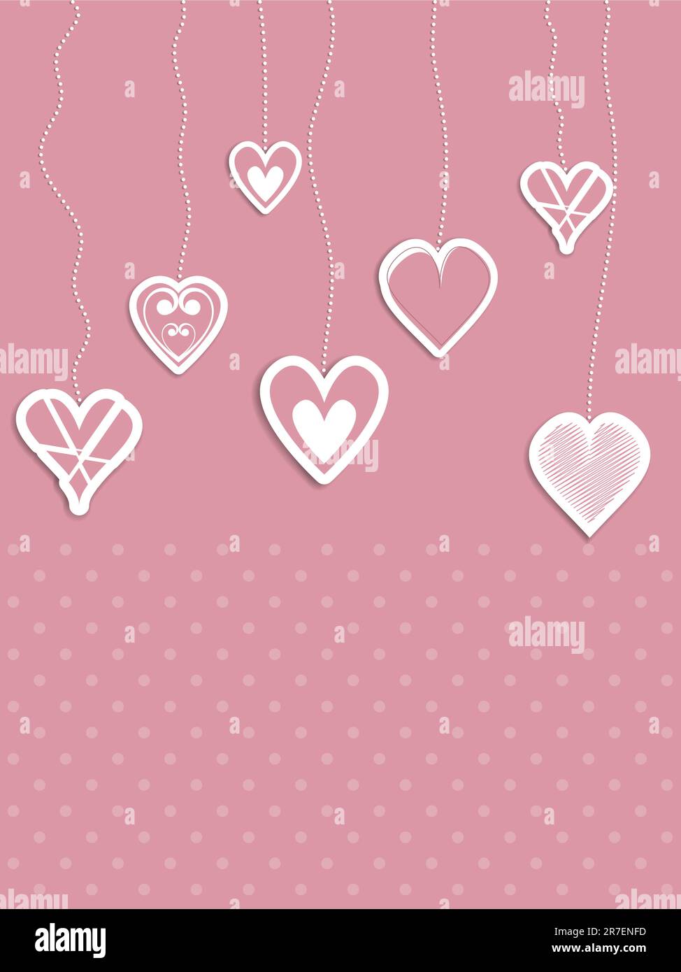 Valentines Day themed background of hanging hearts Stock Vector Image ...