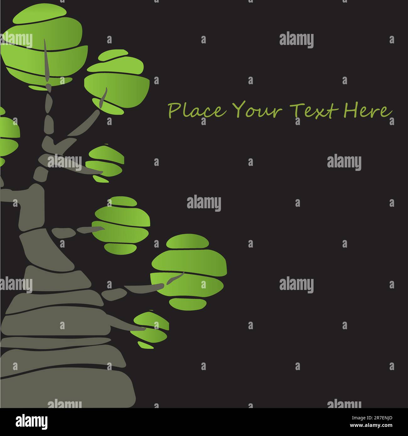 card design with stylized trees and text. vector illustration card ...