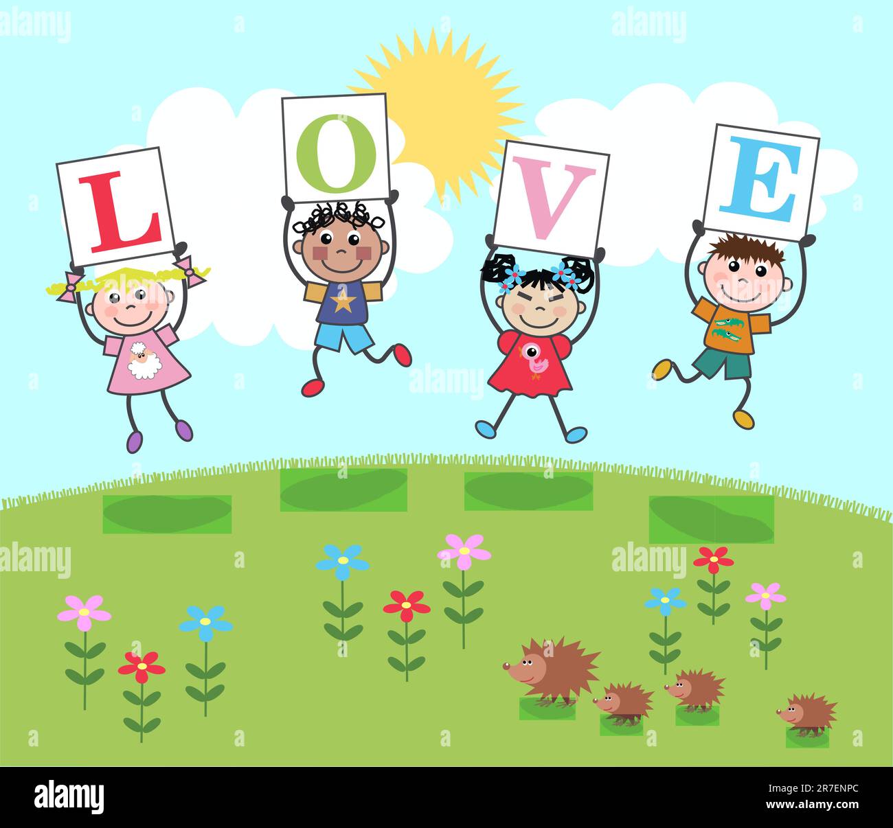 Girl hill Stock Vector Images - Alamy