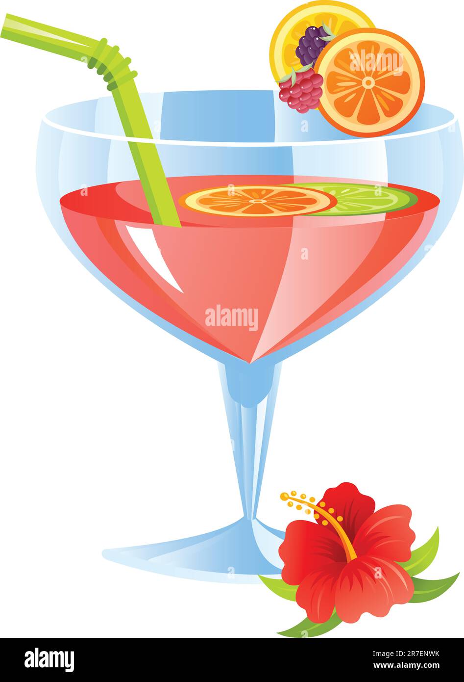 Stock Vector Illustration: Tropical cocktail- vector Stock Vector Image ...