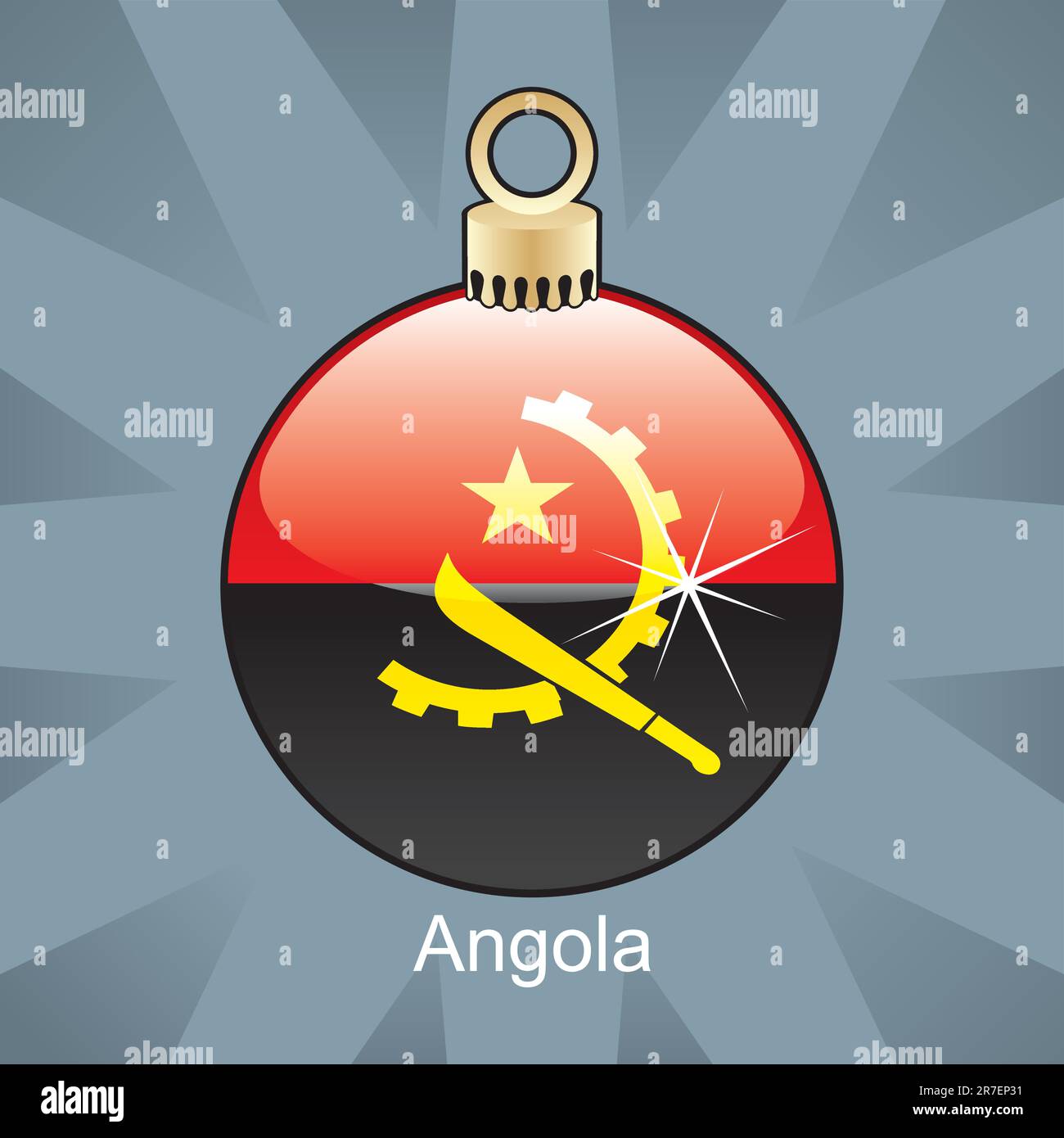 fully editable vector illustration of isolated angola flag in christmas ...