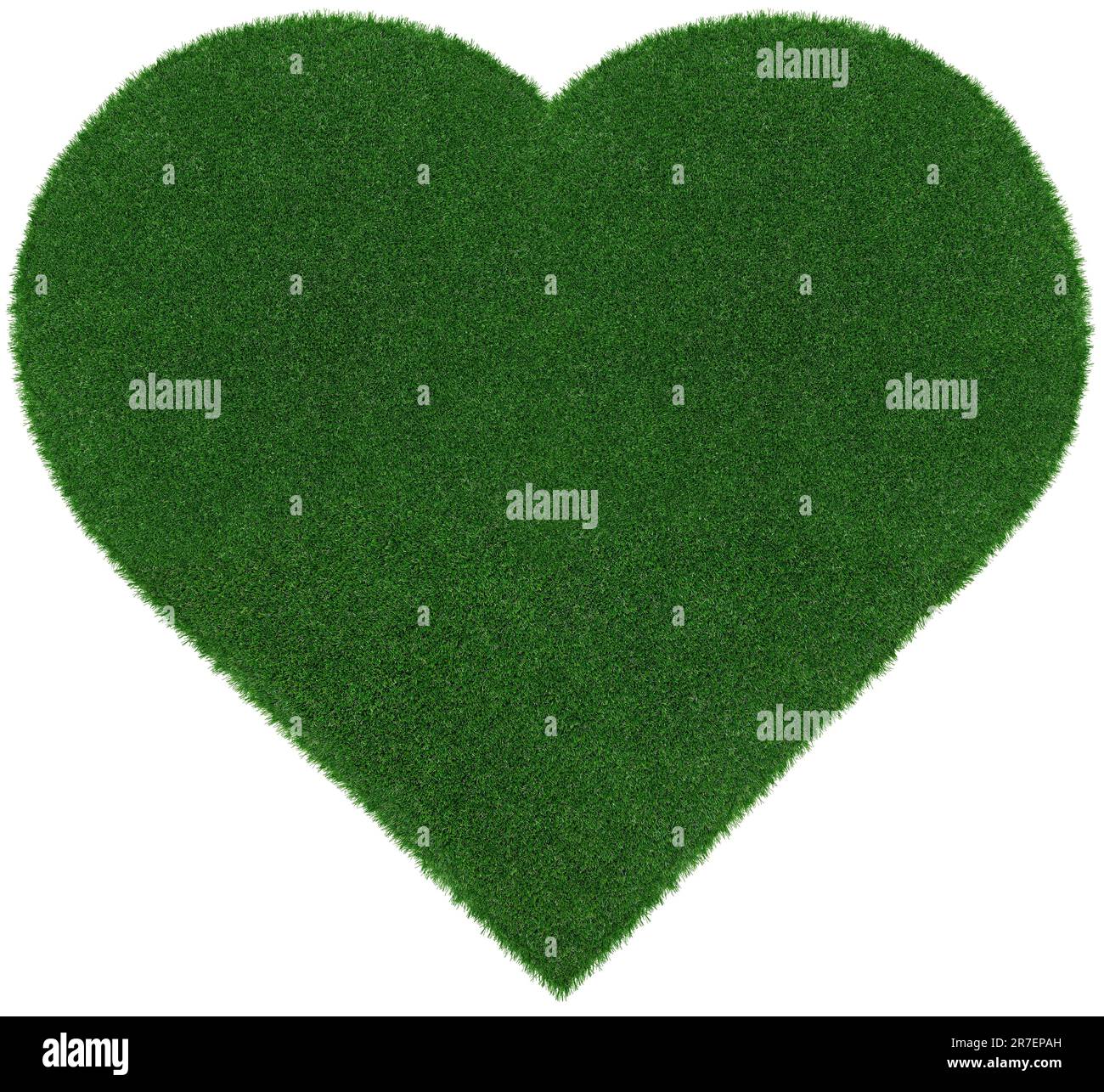 Heart shape of meadow green grass surface blank top view isolated on ...