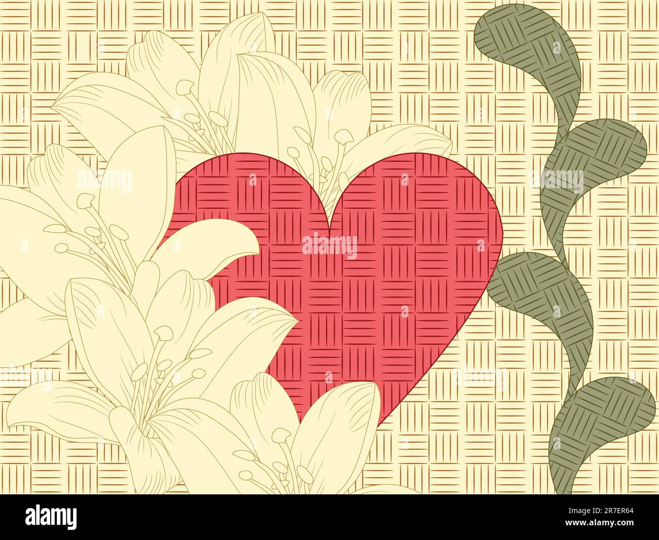 vector heart, floral ornament, and lily. clipping mask Stock Vector ...