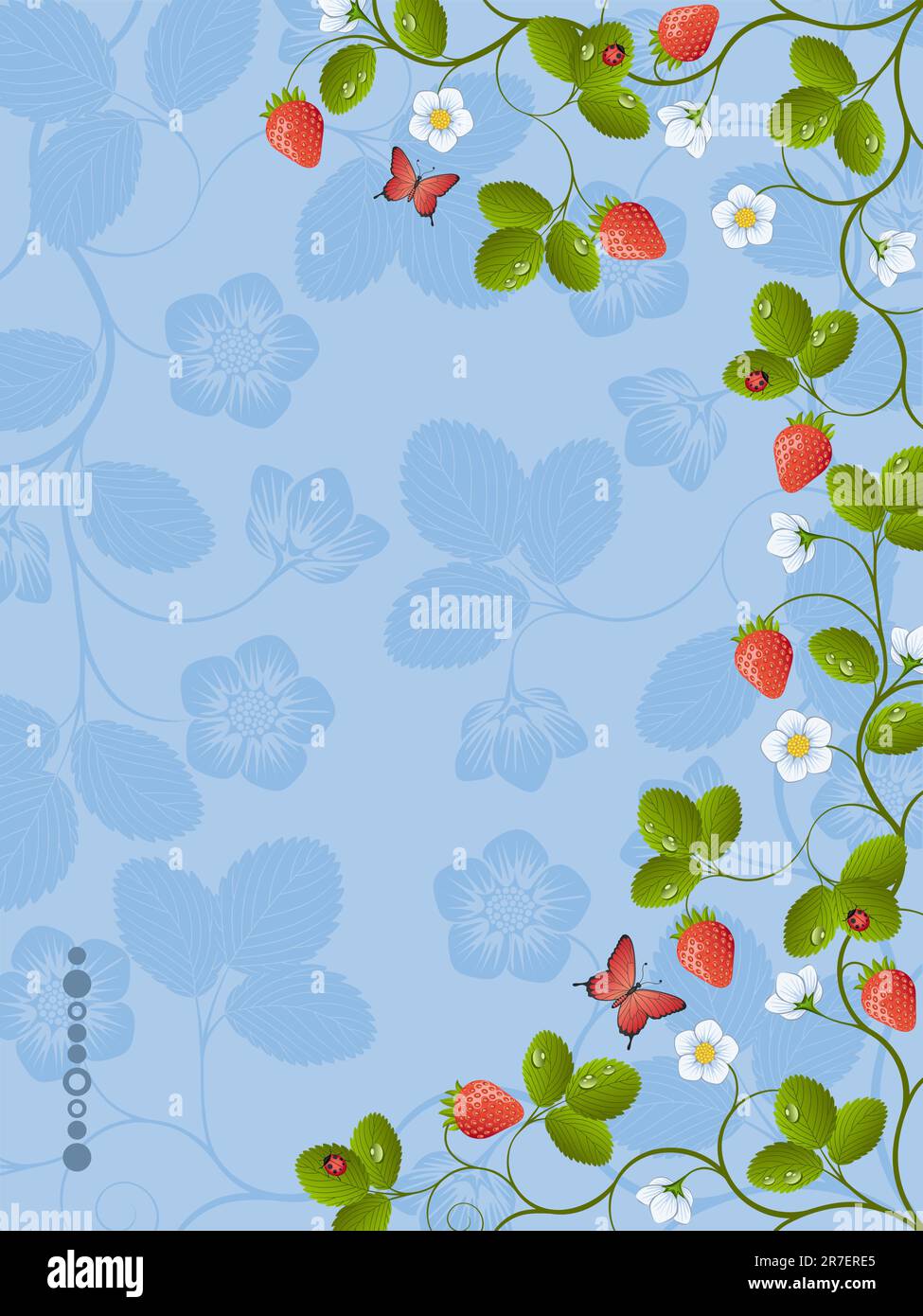 Floral background with a strawberry. Vector illustration Stock Vector ...