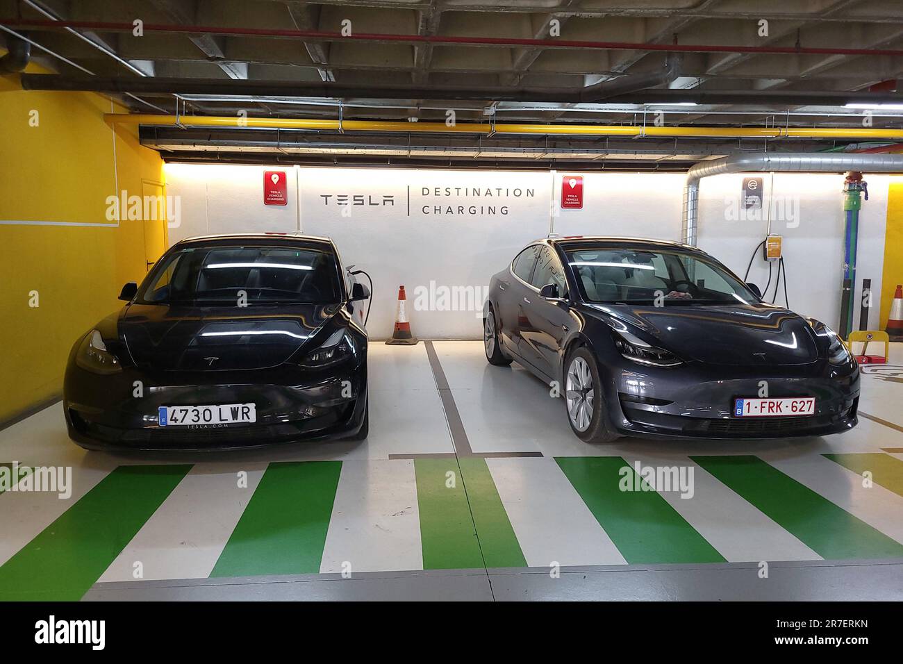 Tesla charging point at Larios shopping center in Malaga, Spain Stock ...