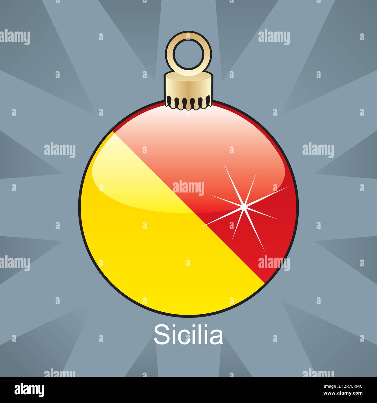 fully editable vector illustration of isolated sicily flag in christmas ...