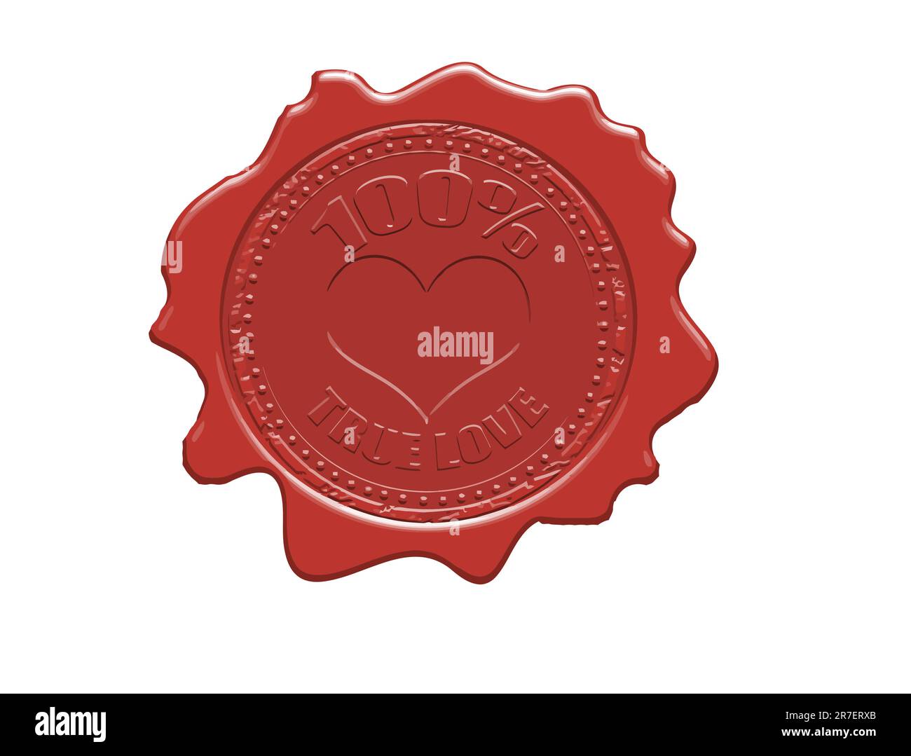 Wax seal with the text 100% true love written inside, vector ...