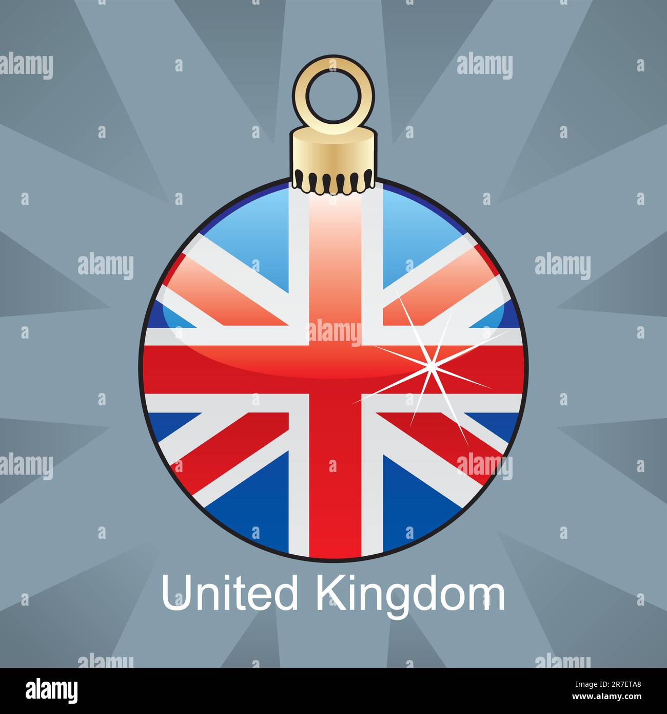 fully editable vector illustration of isolated UK flag in christmas ...