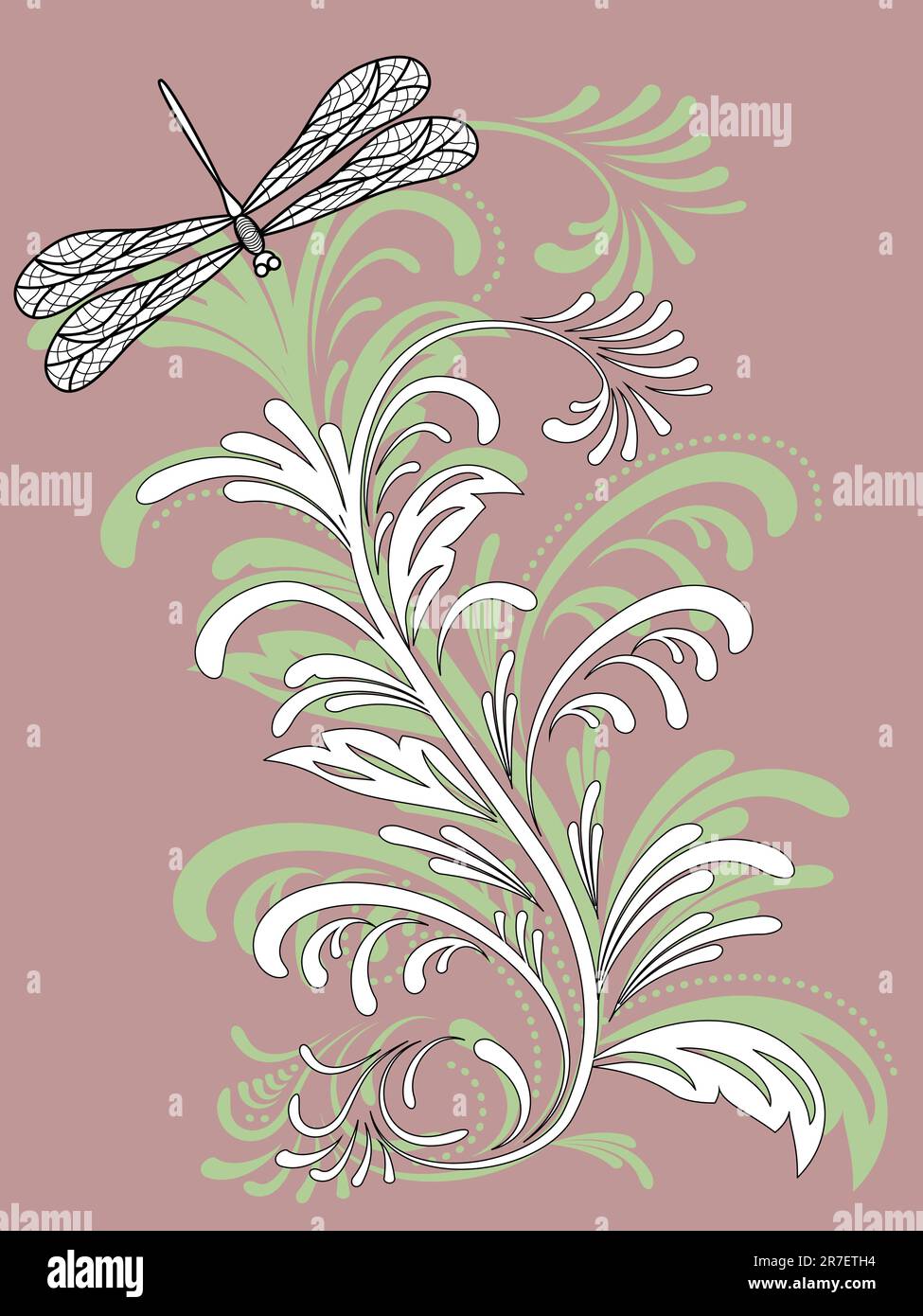 vector floral background with dragonfly Stock Vector Image & Art - Alamy
