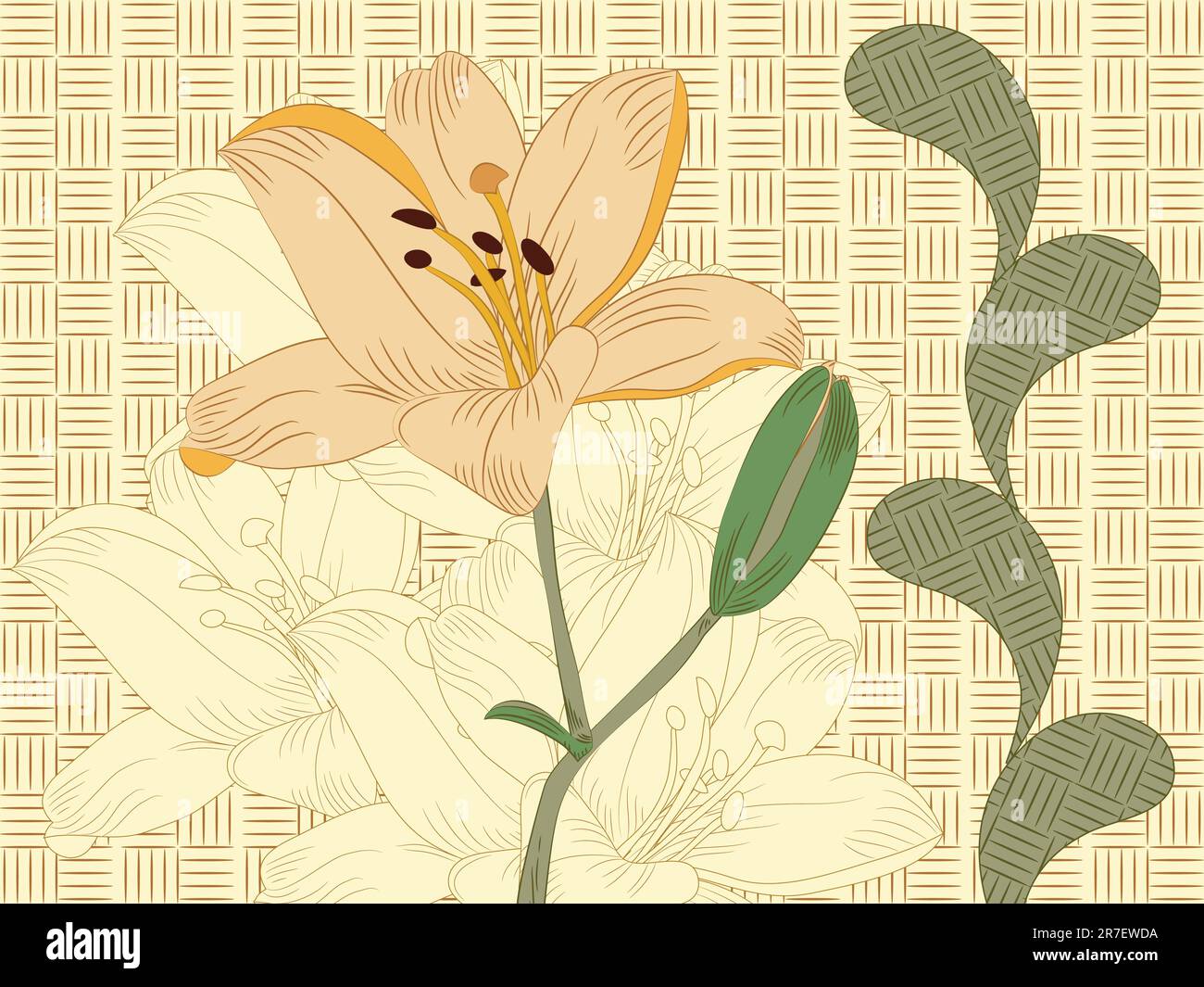 vector lily flowers and floral ornament. clipping mask Stock Vector ...