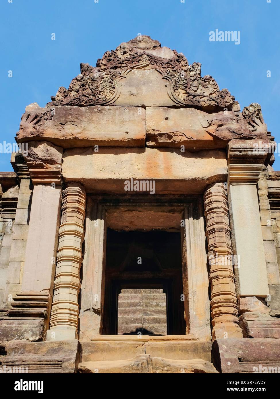 Ancient stone structure situated in Cambodia, showcasing medieval Khmer ...