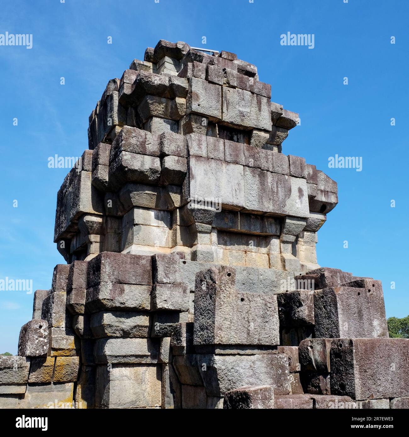 The unfinished stone tower of the ancient Khmer temple of Ta Keo Stock ...