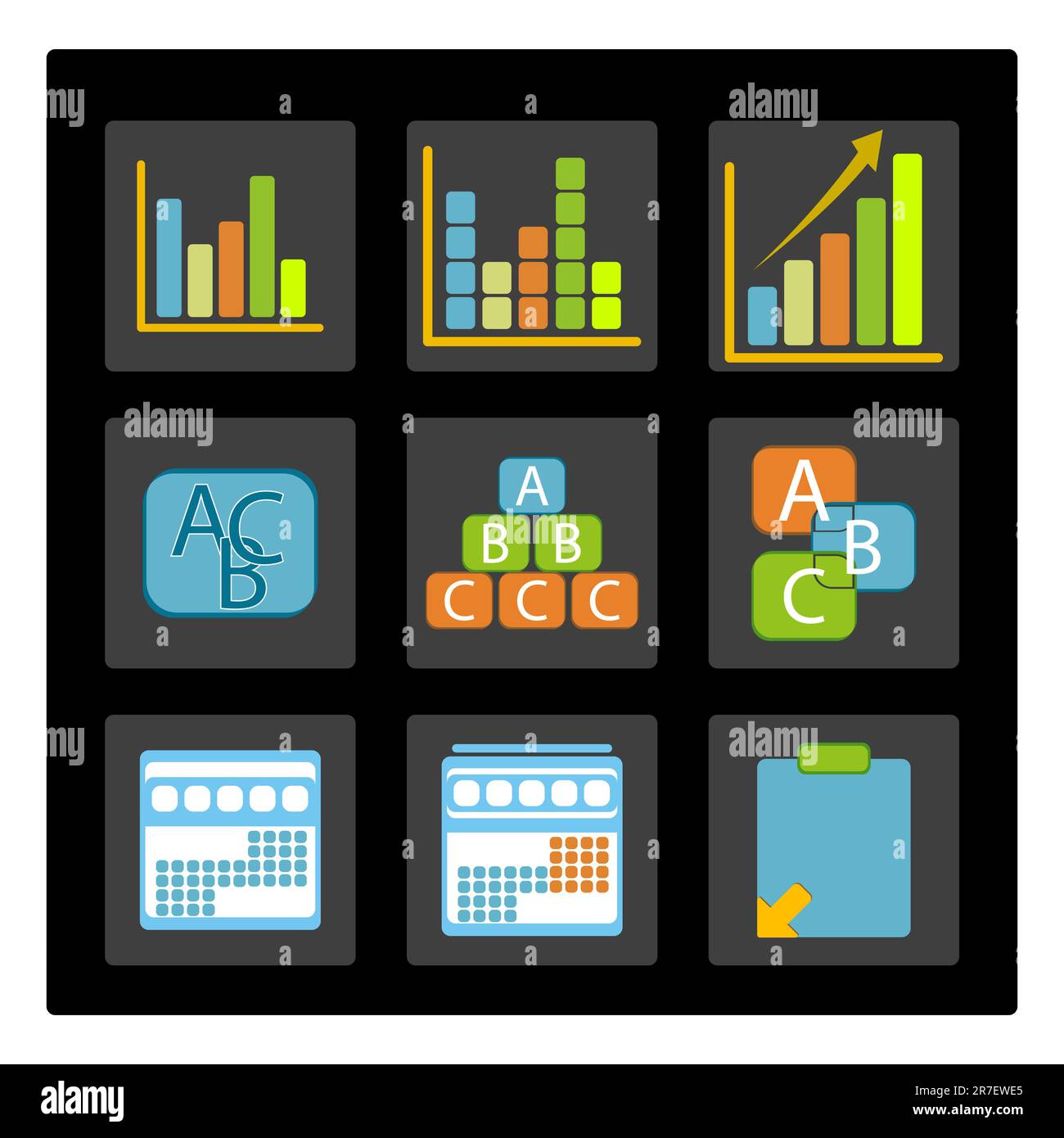 illustration of different business graphs on white background Stock ...