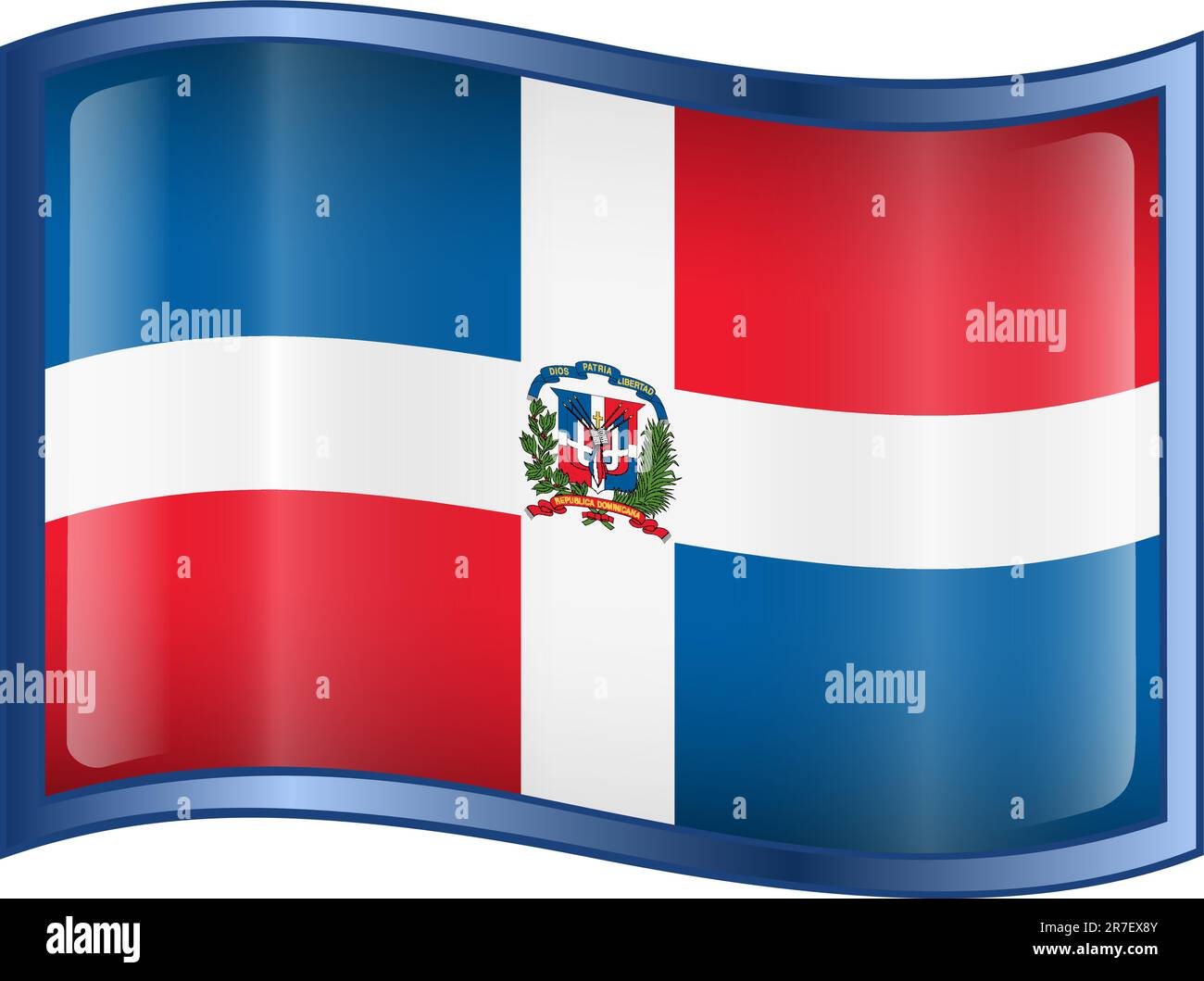 Dominican Republic Flag icon, isolated on white background Stock Vector ...