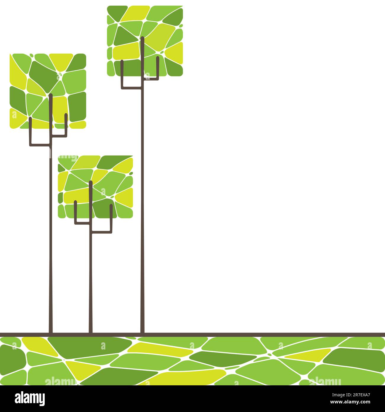 card design with stylized trees and text. vector illustration card ...