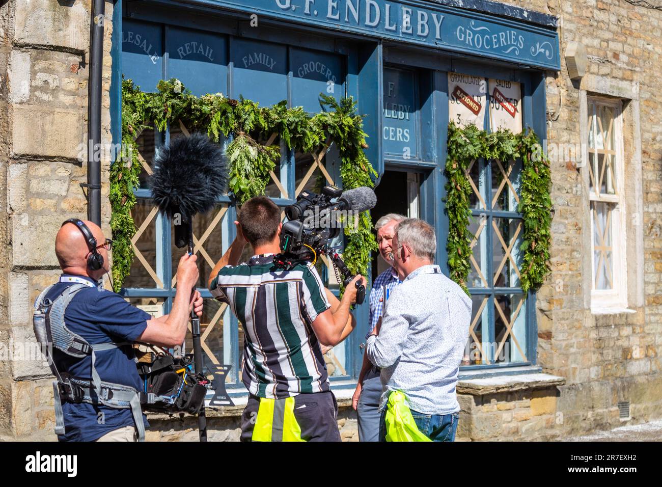 Grassington, Yorkshire Dales, UK 14th June 2023. Cast and crew of the ...