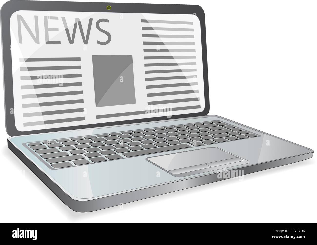 news paper on laptop screen isolated on white background Stock Vector ...