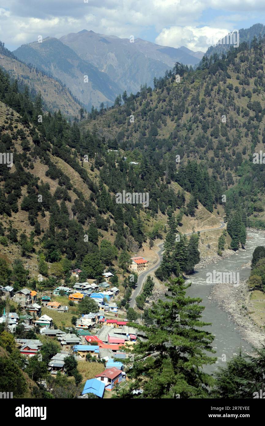 An aerial view of the Neelum river between Pakistan and India Stock ...