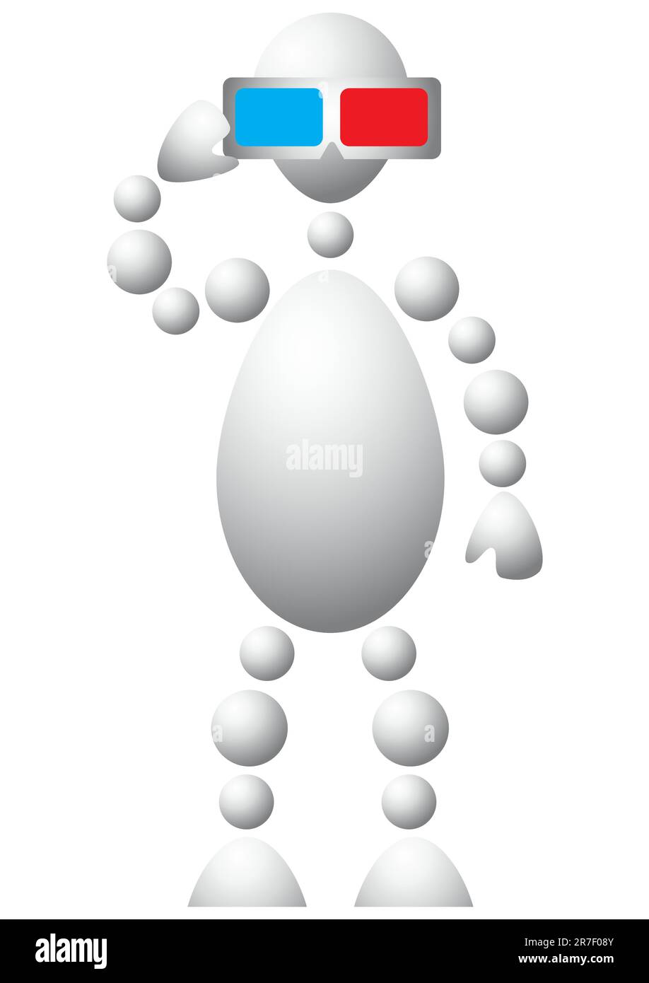 Man with 3d-glasses. Abstract 3d-human series from balls. Variant of ...