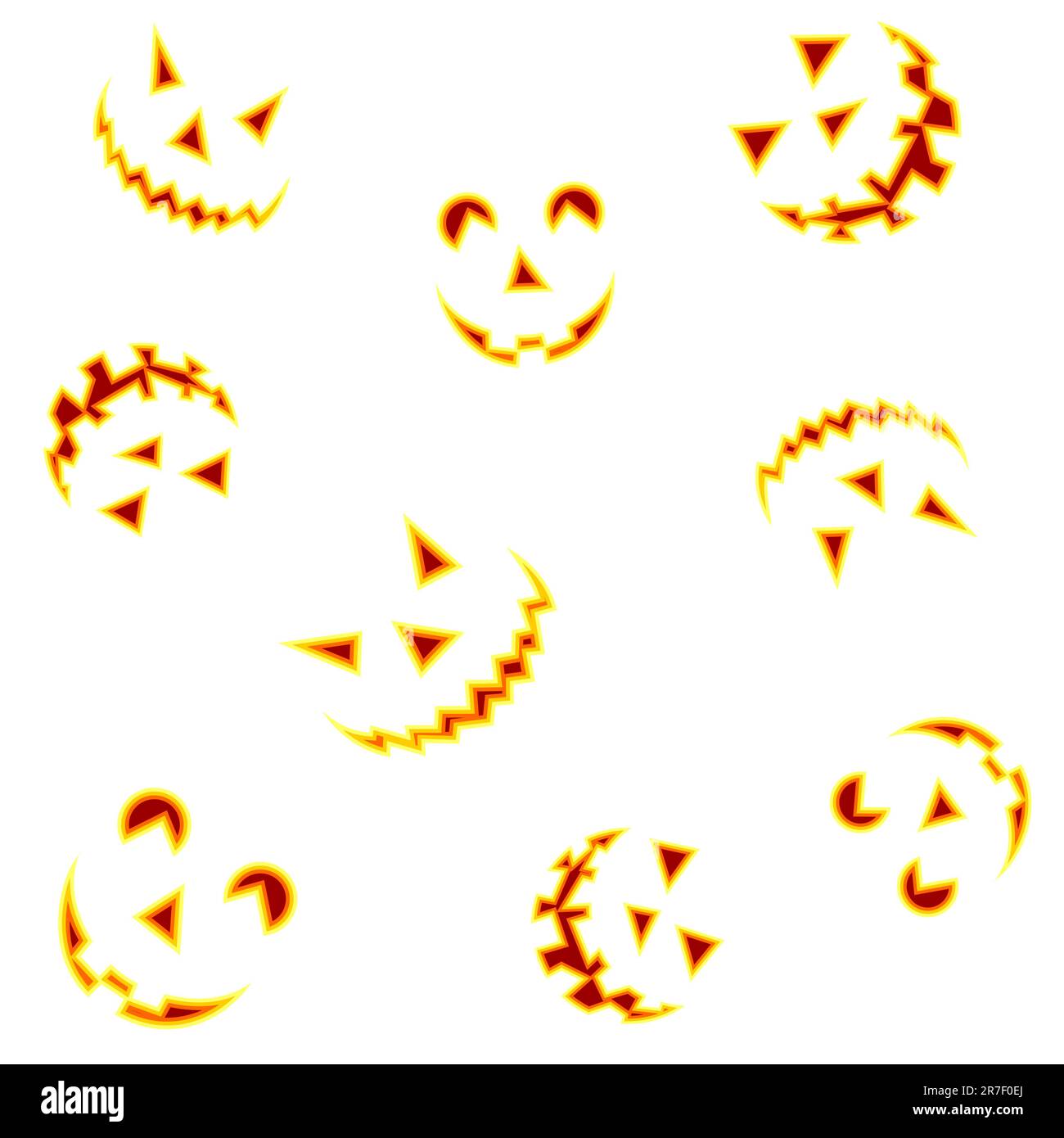 Halloween pumpkin faces smiling on white background. Vector ...