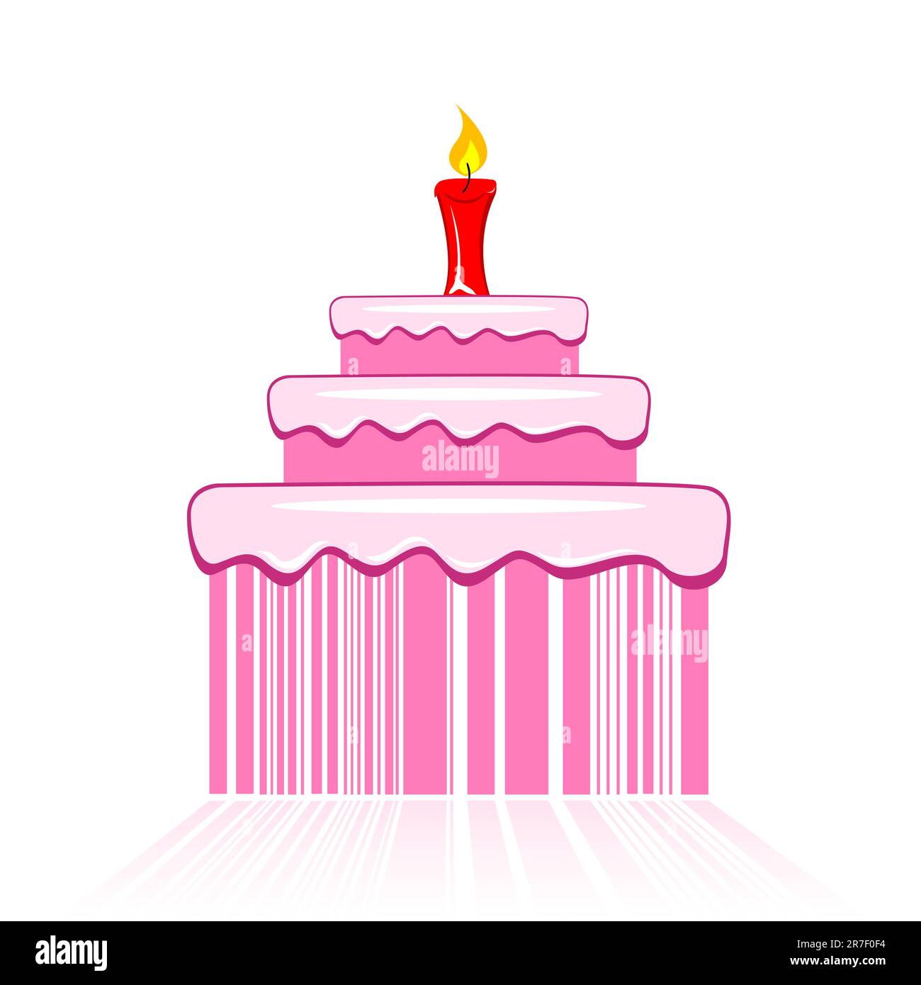 illustration of birthday cake with barcode on white background Stock ...
