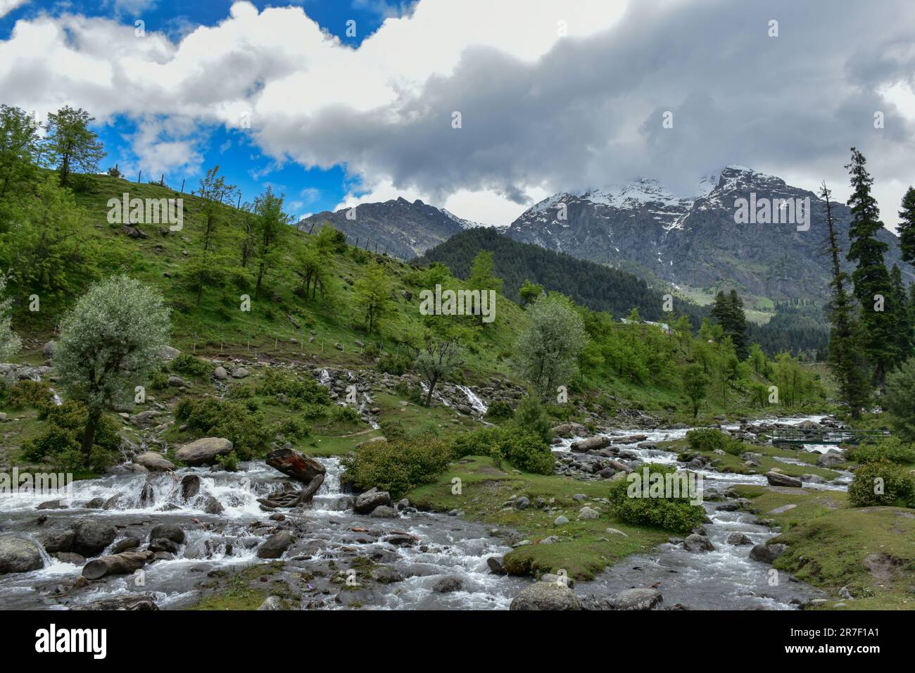 Pahalgam, India. 15th June, 2023. A view of stream flowing through the ...
