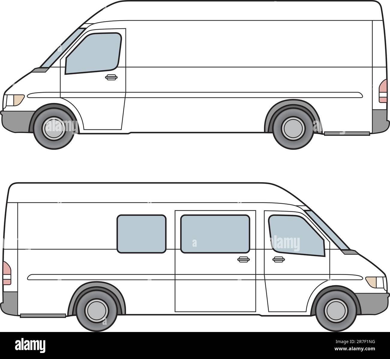 Side View of white minibus. Vector Illustration Stock Vector Image ...