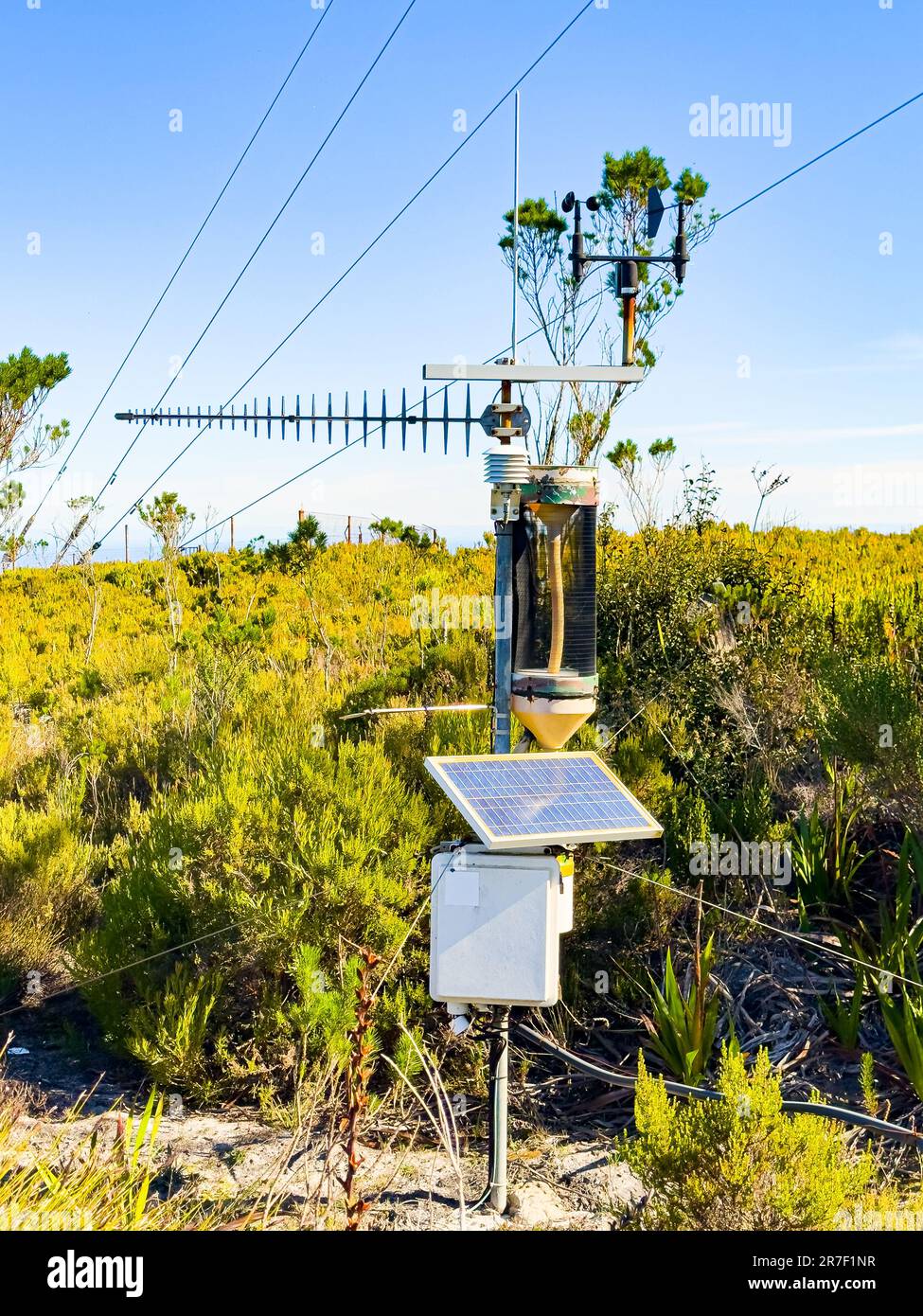 Mountaintop scientific monitoring remote weather station, with solar ...