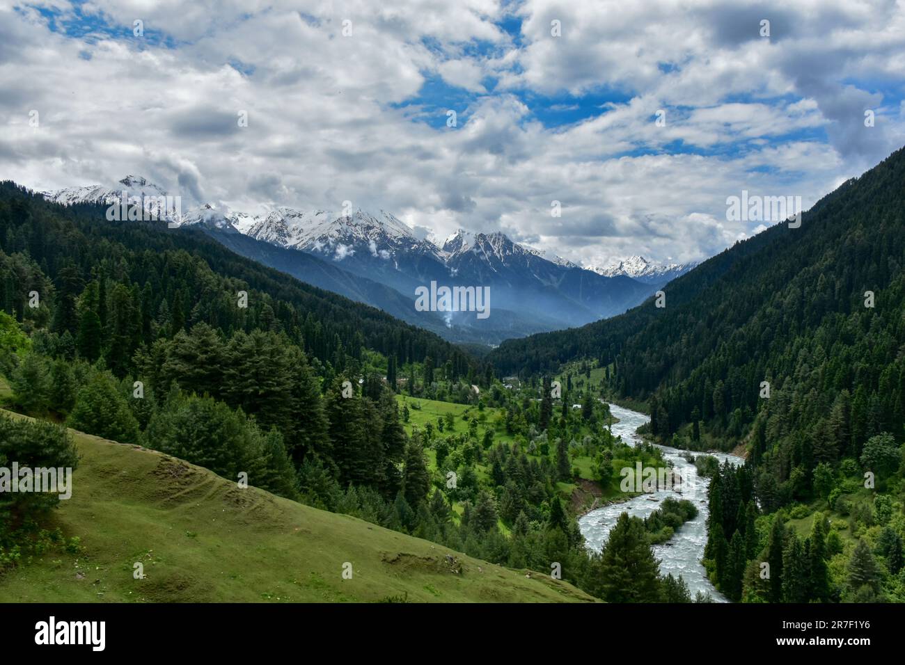 Pahalgam, India. 15th June, 2023. The Lidder river flows through the ...
