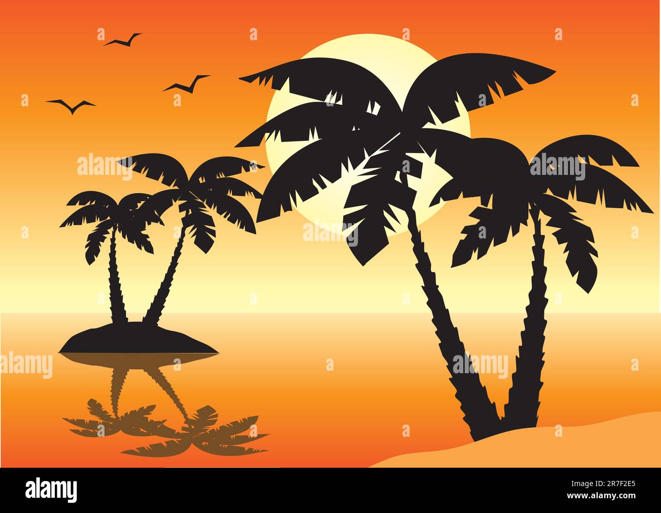 vector illustration of tropical palms and ocean Stock Vector Image ...