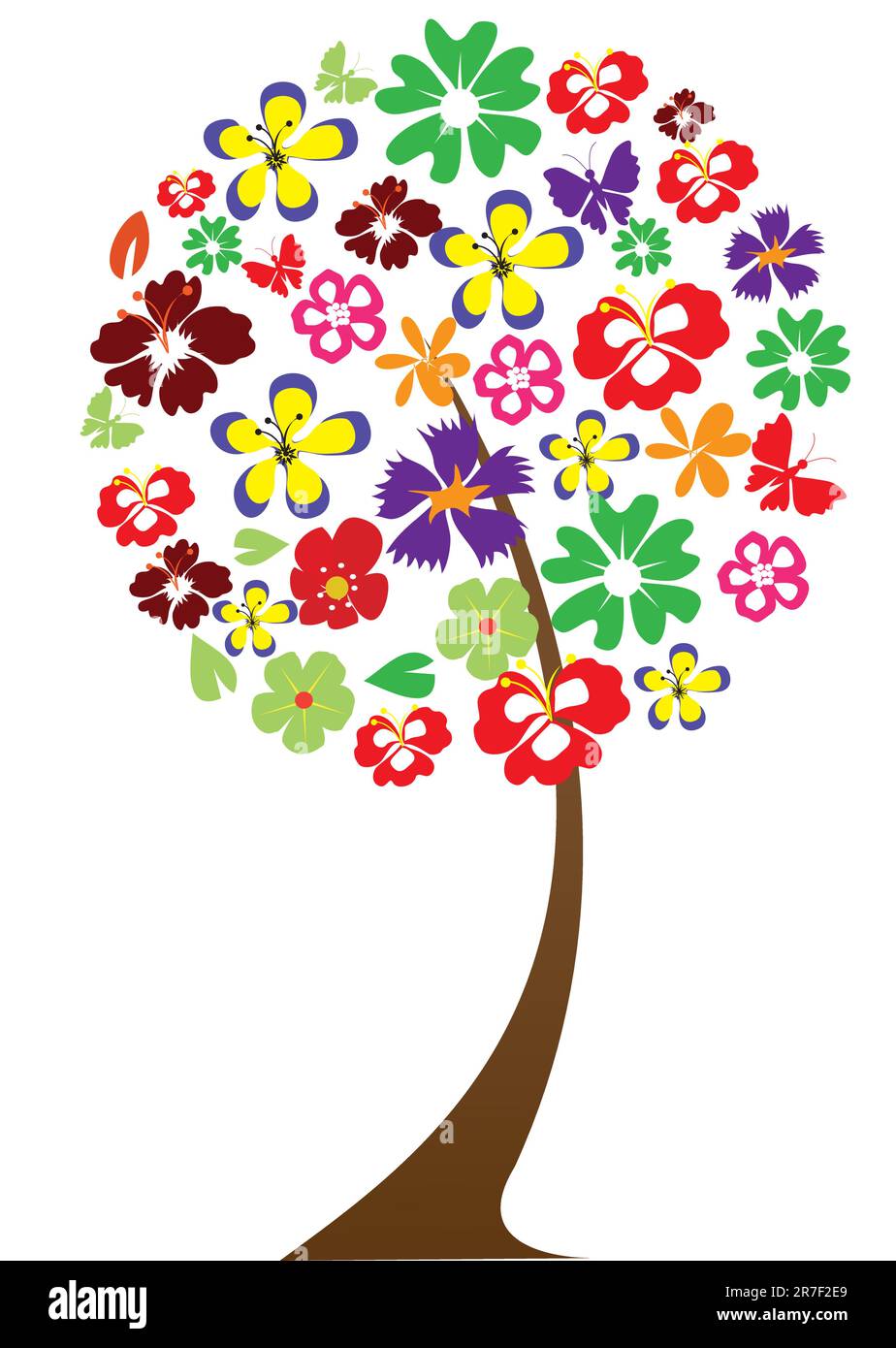 vector illustration of a floral tree Stock Vector Image & Art - Alamy