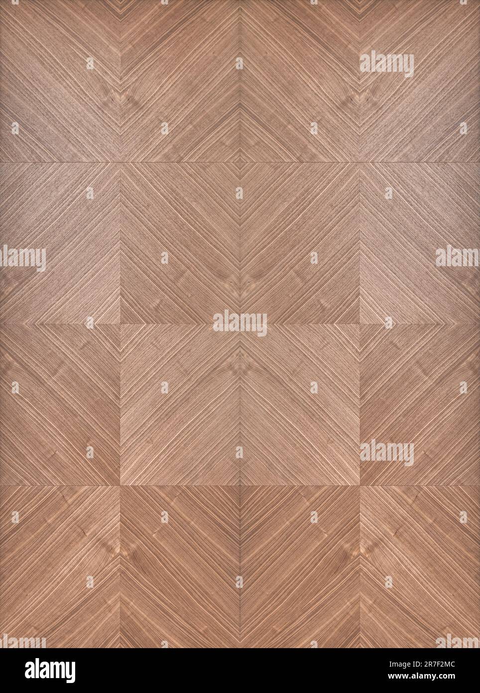 Wall panel of walnut veneer with geometric rhombic pattern as ...