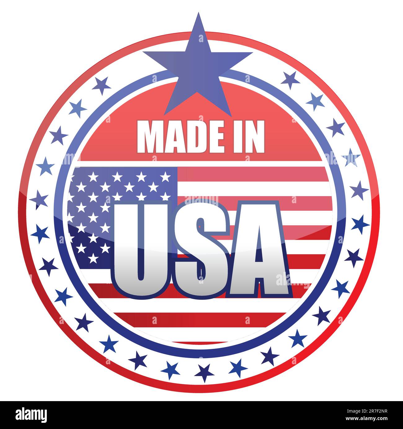 Circular illustration made in USA stamp isolated over a white ...