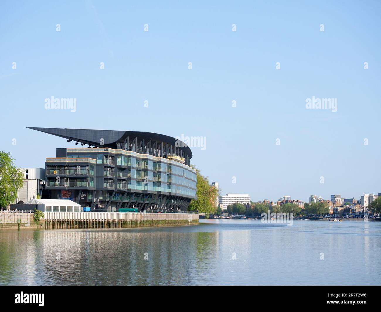 Craven Cottage football stadium showing the new Riverside stand seen ...