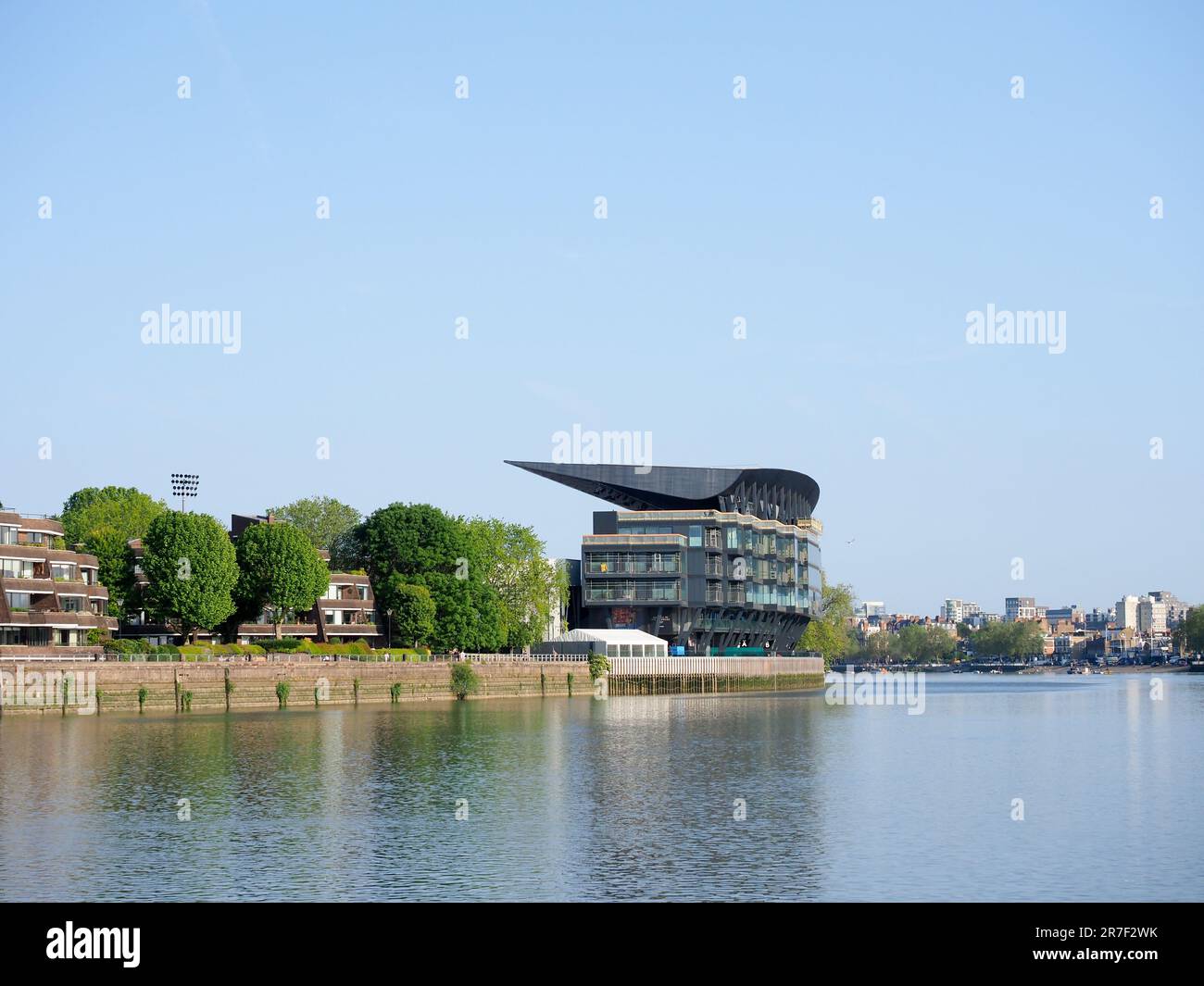 Craven Cottage football stadium showing the new Riverside stand seen ...