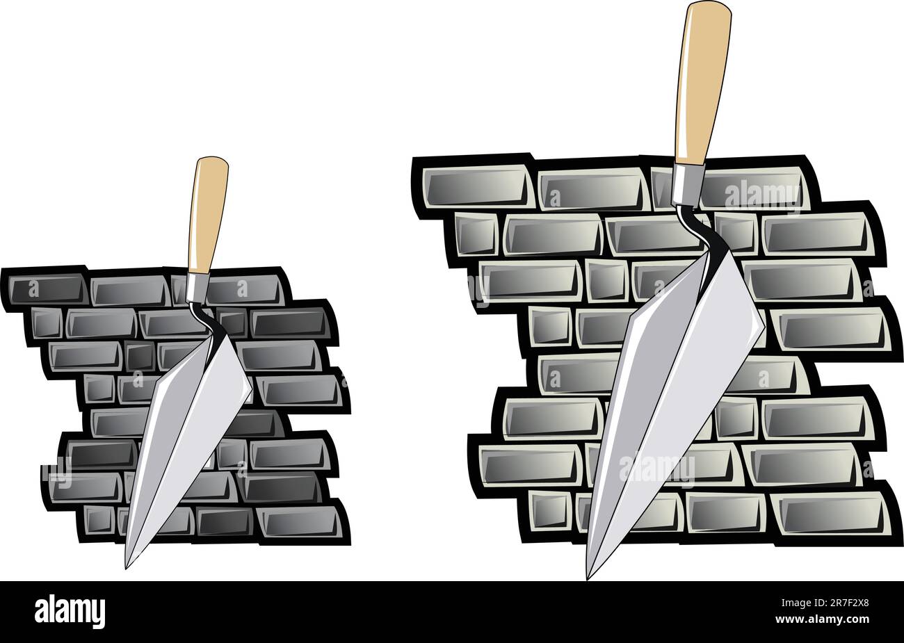 Brick layers trowel in front of a grey brick wall. Comes in two tones ...