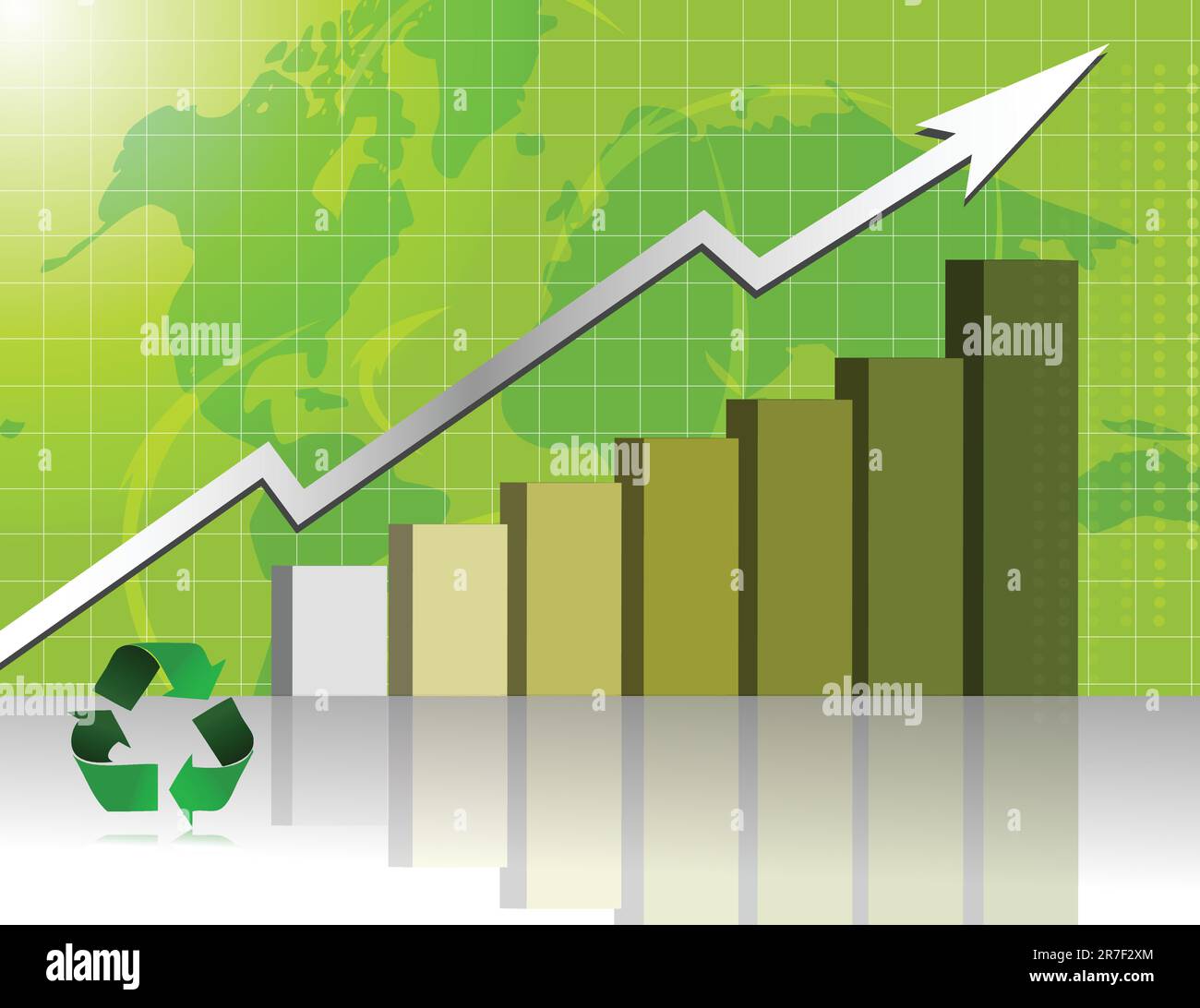 Green Business graph with world background. Vector File also available ...